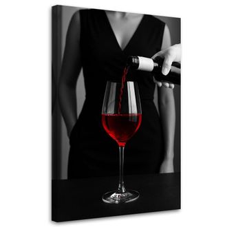 Feeby Leinwandbild - Bilder Wohnzimmer - Frau Rotwein - 40x60 1tlg - Deko Schlafzimmer - Wanddekoration - Aesthetic - Gro&szlig; Moderne Bild - Foto auf Leinwand