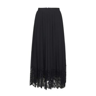 Dolce & Gabbana Chiffon Faltenrock - - Skirts - Damen - Schwarzk - S