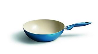 Kelomat 3429-353, Wokpfanne CERAMIC COLOR, Bratpfanne, Durchmesser 28 cm, blau, beschichtetes Aluminium, Ceramicbeschichtung