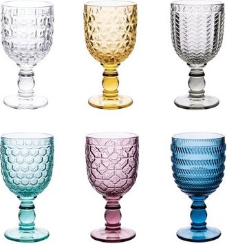 Villa D'Este Home Tivoli Lot de 6 verres 280 ml en verre, surface usin&eacute;e, g&eacute;om&eacute;tries