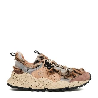 Flower Mountain Low-Top Sneaker - Chunky Sneakers With Leopard Fur And Suede Detaili - Gr. 36 (EU) - in Beige - f&uuml;r Damen