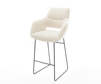 DELIFE Barstuhl Yago-Flex Teddystoff Beige Kufengestell Metall Schwarz Taschenfederkern, Barst&uuml;hle