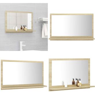 vidaXL Vidaxl - Miroir simple de salle de bain 60x10,5x37 cm - Bois ding&eacute;nierie ch&ecirc;ne sonoma - Miroir mural avec &eacute;tag&egrave;re int&eacute;gr&eacute;e - Facile &agrave; nettoyer