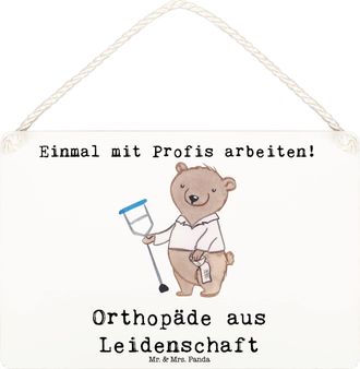 Mr. & Mrs. Panda wandh&auml;nger Orthop&auml;de Leidenschaft DIN A6 - Geschenk, holzbild, kleine aufmerksamkeit, Orthop&auml;die, Holzschild, Praxis, Facharzt, T&uuml;rschild, Spruch, Sch