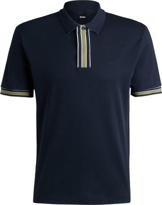 BOSS Herren Parlay 185 Poloshirt aus Interlock-Baumwolle mit Kontrast-Details Dunkelblau XXXL