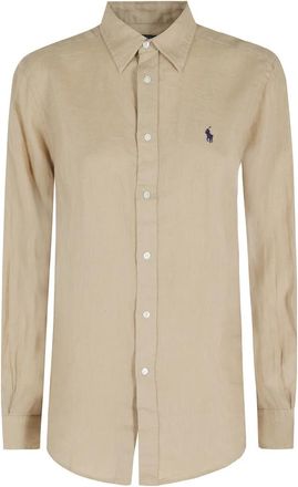 Polo Ralph Lauren Femme, Blouses et Chemises, Beige, Taille: 36 FR Long Sleeve Shirt