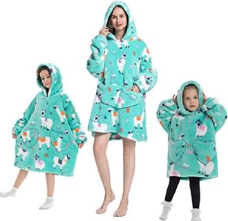 Minetom Hoodie Unisexe Couverture Polaire Sweats à Capuche Adulte Enfants Hiver Pull Doux Chaud Oversize Flanelle Sweatshirt Orange 2-6 Ans