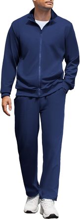 Coofandy Herren-Trainingsanz&uuml;ge, l&auml;ssiger Sweatanzug, 2-teilig, durchgehender Rei&szlig;verschluss, athletischer Jogginganzug, Sport-Sweatanzug, Marineblau, Medium