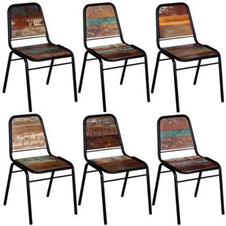 vidaXL Vidaxl - Chaises &agrave; manger lot de 6 bois de r&eacute;cup&eacute;ration solide