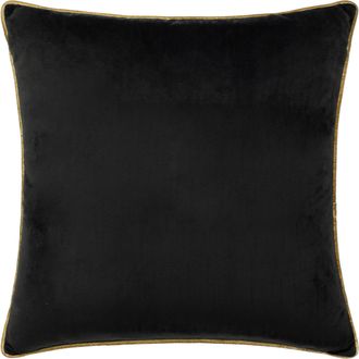 furn. Meridian Kissenbezug - luxuri&ouml;ser kontrastfarbener paspelierter Samt-Dekobezug (Schwarz/Gold - 45x45cm)