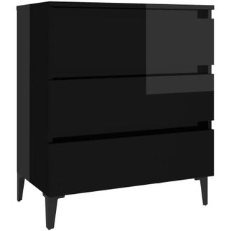 vidaXL Buffet Noir brillant 60x35x69 cm Bois ding&eacute;nierie vidaXL
