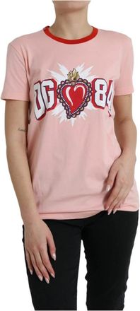 Dolce & Gabbana Femme, Tops, Rose, Taille: 34 FR Crew Neck T-shirt