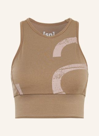 super.natural Cropped-Funktionstop Capital Logo Mit Merinowolle beige