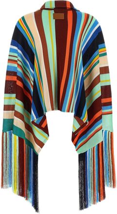 Fendi Multicolor Striped with Fringes Cape - Multicolor