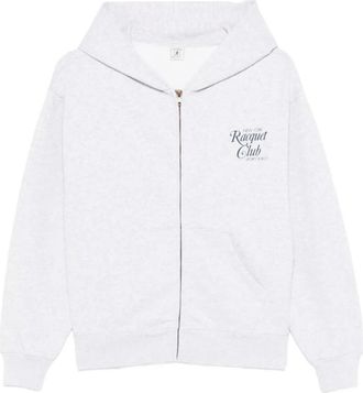 Sporty & Rich Femme, Sweatshirts et sweats &agrave; capuche, Gris, Taille: 40 FR Sweat &agrave; capuche zipp&eacute;