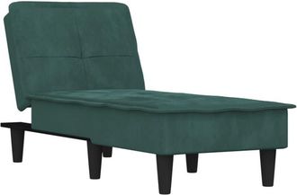 vidaXL Chaise longue vert foncé velours Vidaxl