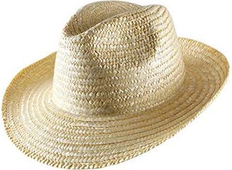 Classic Italy Chapeau Fedora Paille Large Bord, Homme ou Femme Nude Fedora Paille - Taille 64 cm - Blanc