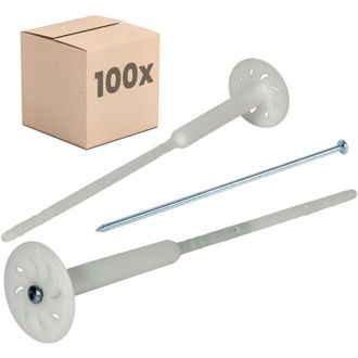 Protektor D&auml;mmstoff-Schraubd&uuml;bel f&uuml;r Fassadend&auml;mmung mit verzinkter Stahlschraube - 34cm, 100 St&uuml;ck, Wei&szlig;