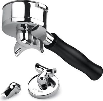 Normcore Porte-filtre 3 en 1 sans fond/double/simple avec panier de 22 g pour E61, Flair 58, ECM, Rocket, Sanremo, Synesso, Slayer, VBM - Poign&eacute;e en aluminium 