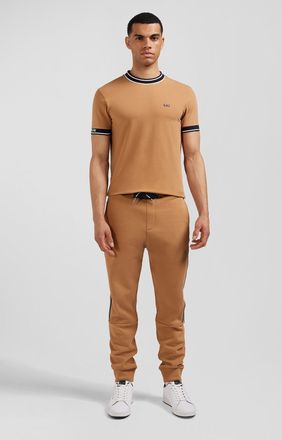 Eden Park Pantalon Jogging En Coton M&eacute;lang&eacute; Camel Galon Ray&eacute; Coupe Regular