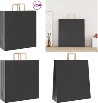 vidaXL Vidaxl - Papiertragetaschen 250 Stk. mit Henkeln Schwarz 45x17x48 cm