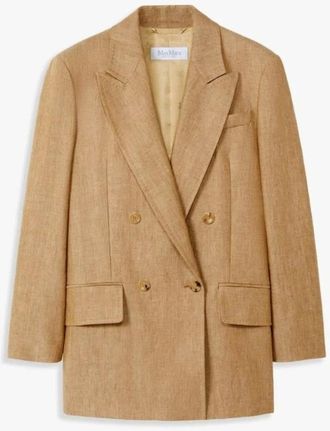 Max Mara Femme, Vestes, Beige, Taille: 38 FR Blazer Crois&eacute; en Lin M&eacute;lang&eacute;