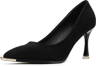 Generic Escarpins en Su&eacute;d&eacute; &agrave; Bout Pointu Femme avec Coussin M&eacute;moire de Forme Talons Aiguilles Doux Escarpins &Eacute;l&eacute;gants Large Fit pour Bureau Travail et Tenue Q