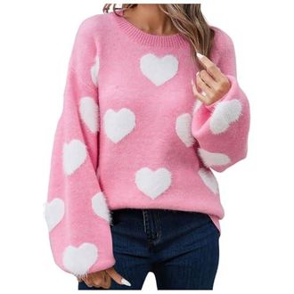 Generic Pull tendance en tricot pour femme pour la Saint-Valentin 2026, rose, XL