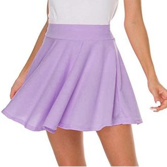 Dreshow Basic Solid Stretchy Flared Beil&auml;ufige Mini Skater-rock f&uuml;r Damen M&auml;dchen, Gr&ouml;&szlig;e: XXL, Farbe: Lila