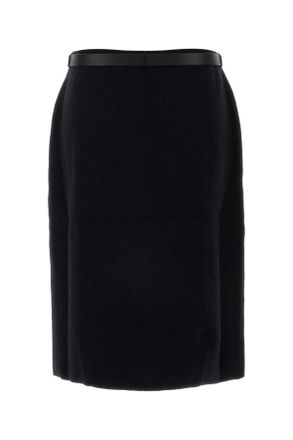 Ferragamo Womens Black Stretch Wool Blend Skirt Nero Gonne