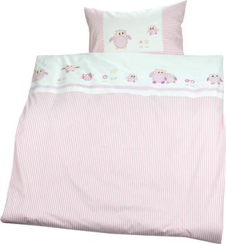 Lorena Mako-Satin Bettw&auml;sche Eule 1 Bettbezug 135 x 200 cm + 1 Kissenbezug 80 x 80 cm