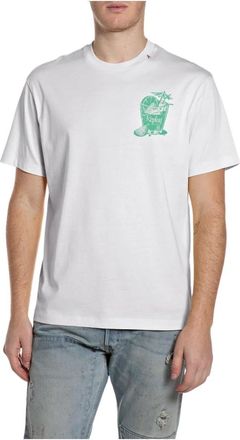 Replay Homme, Tops, Blanc, Taille: XL T-Shirt Col Rond