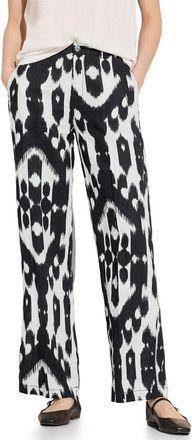 Street One Damen Leinenhose mit Print Black,36W/30L