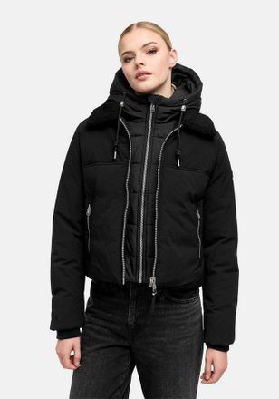 Marikoo Winterjacke Yurinaa Damen Pufferjacke warm mit Kapuze und kuscheligem Kragen