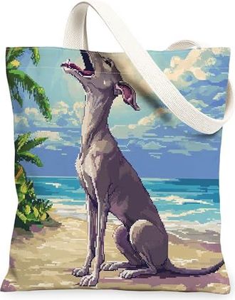 Generic Sac fourre-tout en toile motif l&eacute;vrier d&eacute;t&eacute; pour faire du shopping, 33 x 38,1 cm, sac d&eacute;picerie r&eacute;utilisable pour femme, peinture esth&eacute;tique, d&eacute;corati