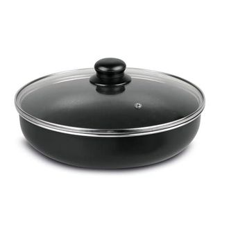 Sitram 712771 Sauteuse Aluminium press&eacute; noir FAMILY &Oslash; 26 cm H 6.5 cm + Couvercle vapeur en verre, Rev&ecirc;tement anti-adh&eacute;sif sans PFOA, compatible manche SITRAM