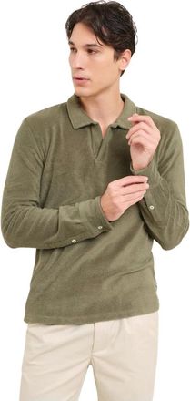 Peninsula Homme, Tops, Vert, Taille: XL Polo en coton à manches longues pour les loisirs