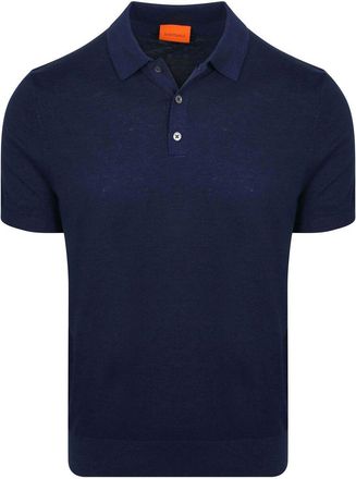 Suitable Knitted Polo Cotton Linen Marine