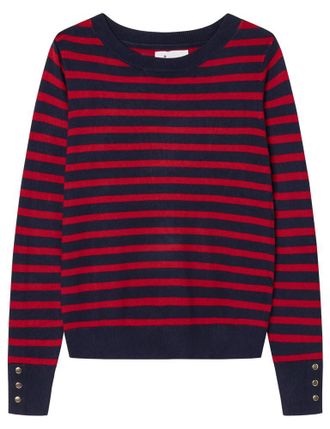 Springfield Damen Viscose Nylon Crew Neck Sweater with Buttons On Cuffs Sweatshirt mit Rundhalsausschnitt, rot, S