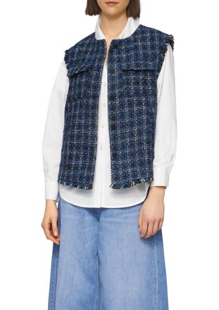 s.Oliver Bouclé-Weste mit Fransen und Brusttaschen