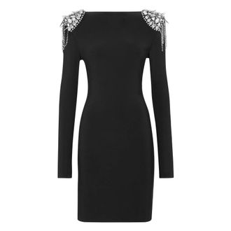 Philipp Plein Femme, Robes, Noir, Taille: 42 FR Mini-robe drap&eacute;e avec cristaux