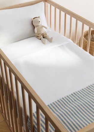 Mango Housse de couette berceau percale de coton piqu&eacute; blanc - Home - 100x120cm - MANGO HOME