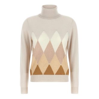 Ballantyne Neuer Rollkragenpullover mit Rautenmuster - - Knitwear - Damen - Beige - L