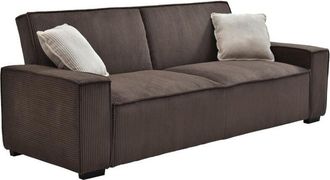 Vente-Unique Vente-unique - Canapé 3 places convertible en velours côtelé marron sekota