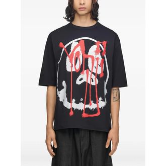Yohji Yamamoto Skull Graphic T-shirt In Black/red