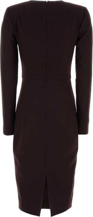 Victoria Beckham Virgin Wool and Polyester Dress - Brown