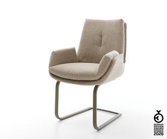 DELIFE Freischwinger Clea-Flex Boucl&eacute; Schlamm Freischwinger flach Effektfinish Titan, Esszimmerst&uuml;hle