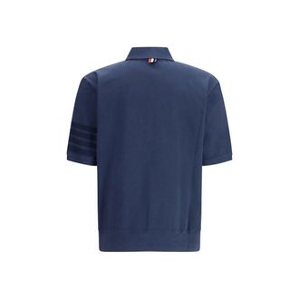 Thom Browne Mens Blue Cotton Polo Shirt