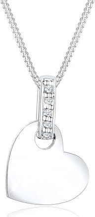 DIAMORE Elli DIAMONDS Collier Femmes Pendentif Coeur Amour Classique avec Diamant (0.05 ct.) en Argent Sterling 925