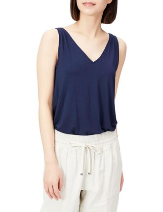 Amazon Essentials Damen Tank-Top aus Jersey mit V-Ausschnitt, Reguläre Passform (Früher Daily Ritual), Marineblau, XXL